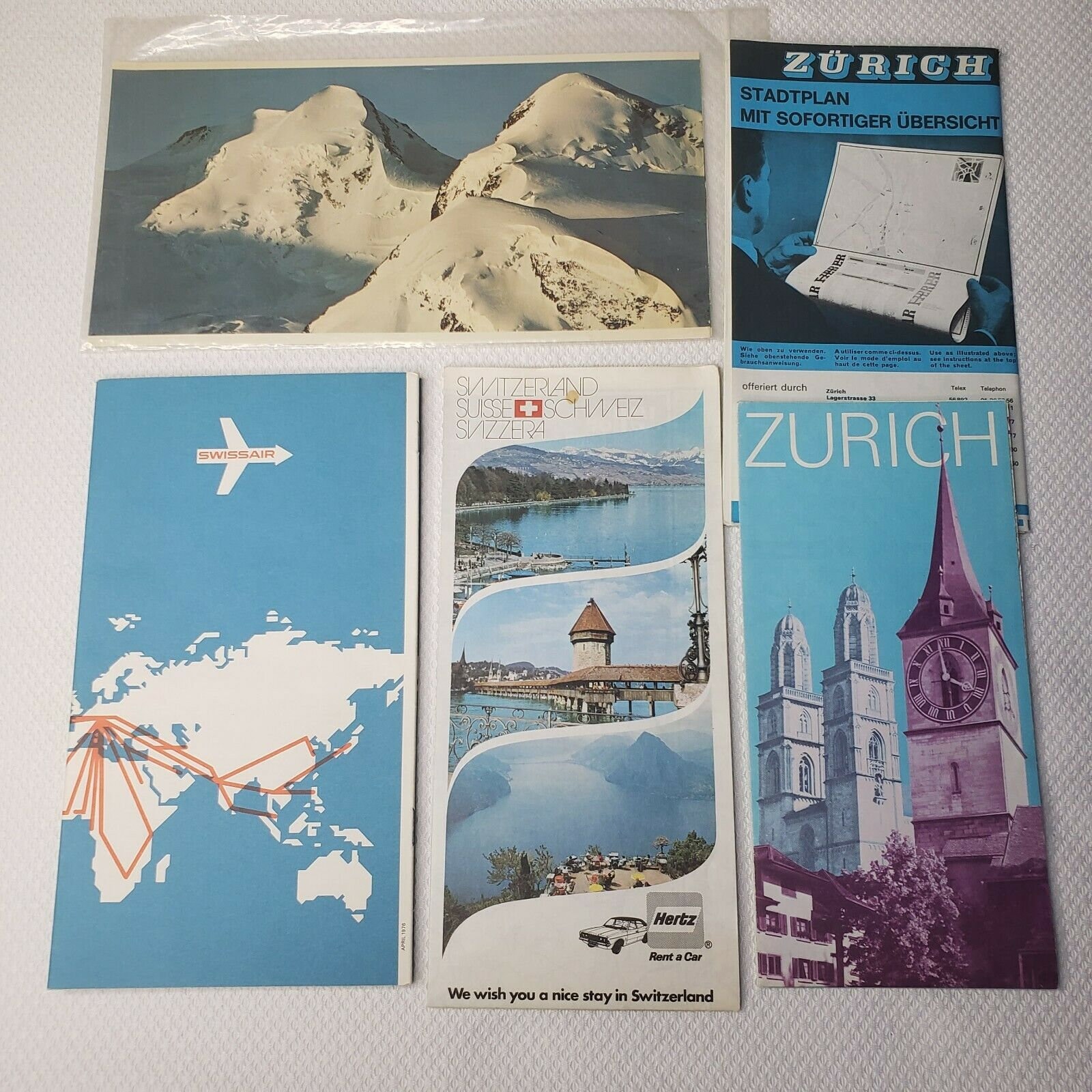 Vintage Swiss Air Airlines Route Map and Switzerland Zurich Maps Lot - Etsy