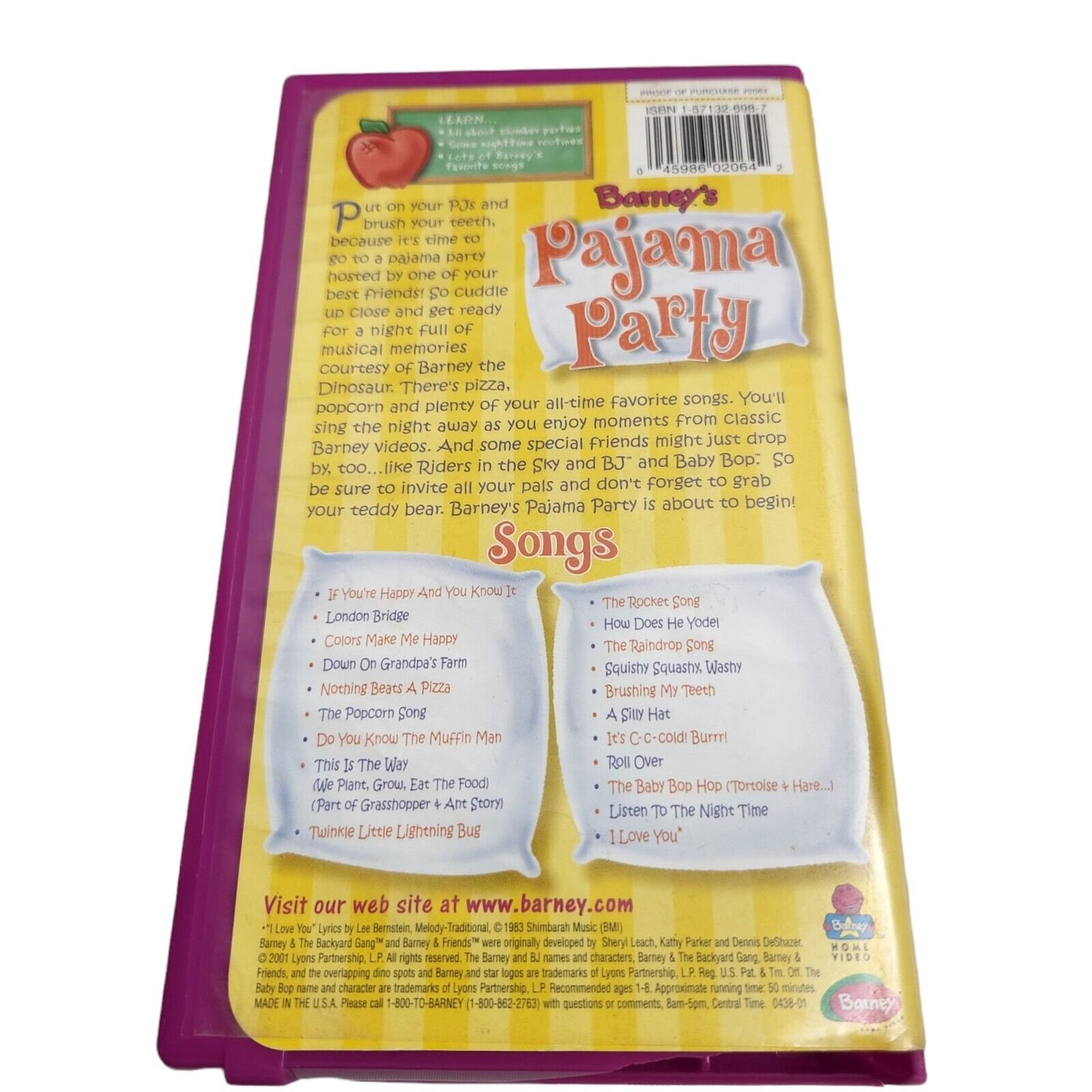 Barneys Pajama Party VHS Video Tape Sing Along Songs Hard - Etsy