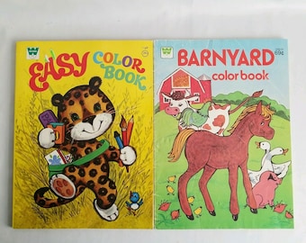 Vintage Whitman 1970s Hoppity Bunny and Fluffy Duck Coloring Books Set ...