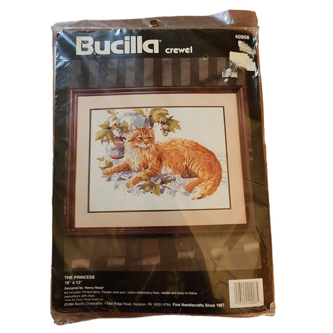 Bucilla Crewel the Princess 40908 Cat Wool Kit Nancy Rossi Needlework ...