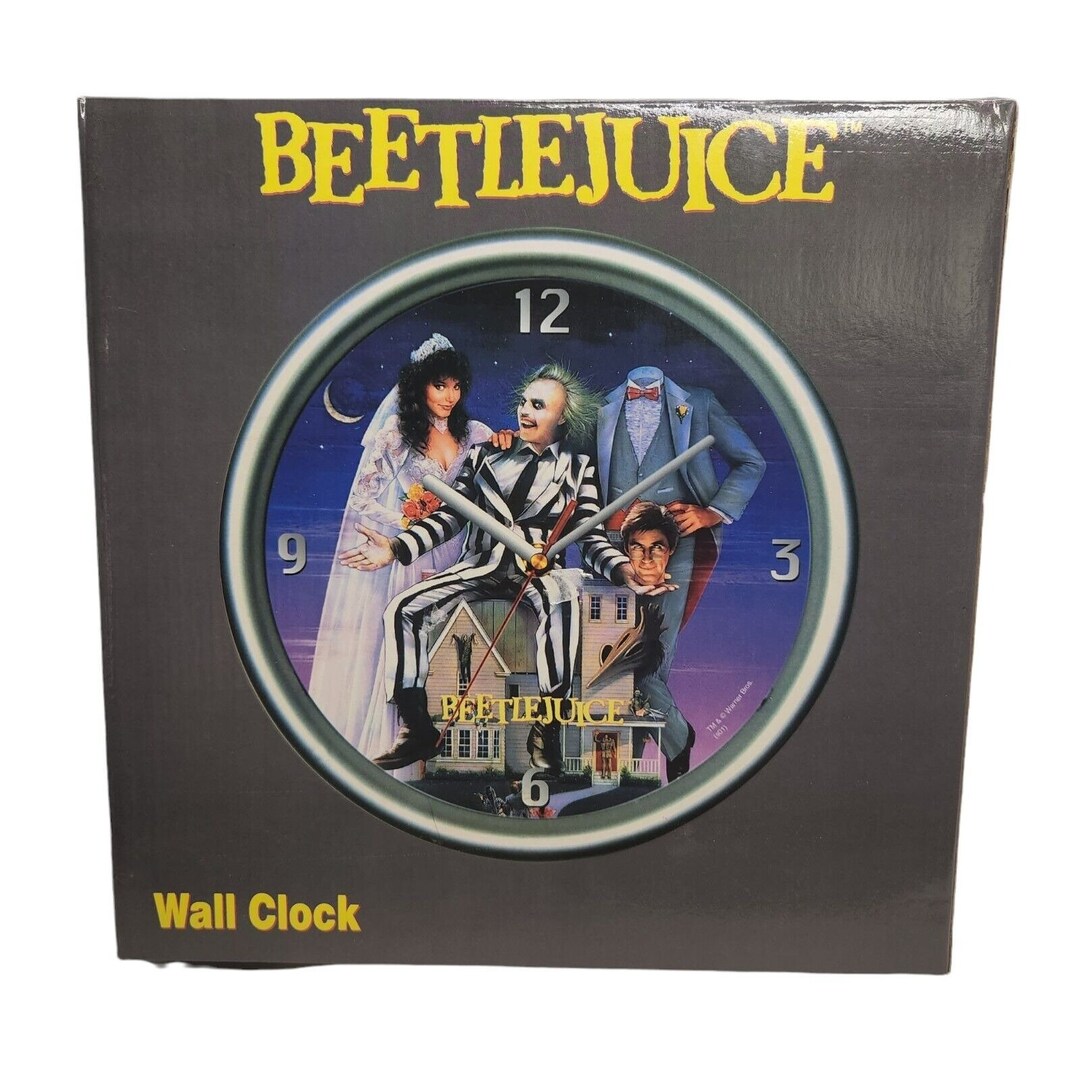 Vintage Beetlejuice Wall Clock Tim Burton 2001 Movie Collectible Home ...