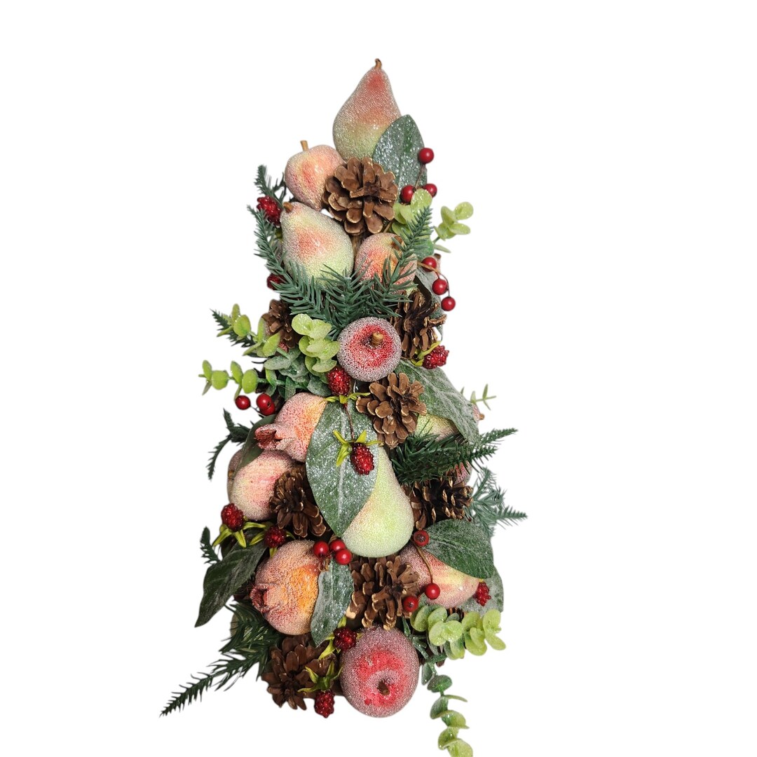 Beaded Fruit Pomegranate Pear Topiary Tree Plastic Vintage 17 Tall MCM ...