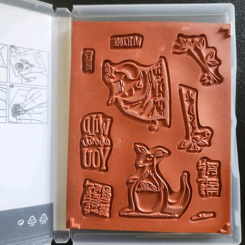 Stampin Up! Animal Outing Stamp Set Cling Stamps Rhino Kangaroo Giraffe ...