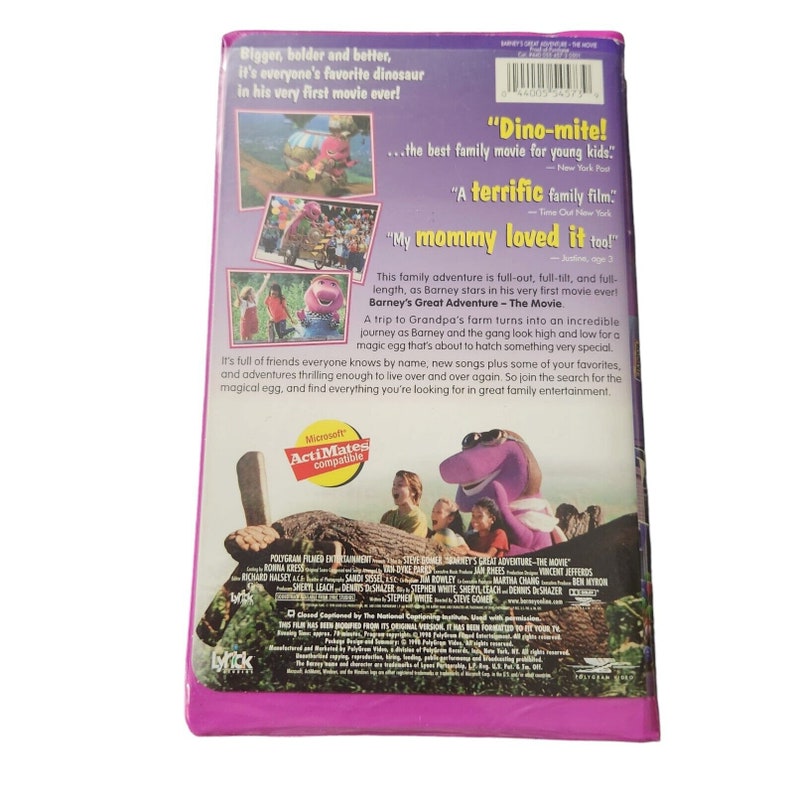 Barney Barneys Great Adventure: the Movie VHS, 1998 Vintage - Etsy