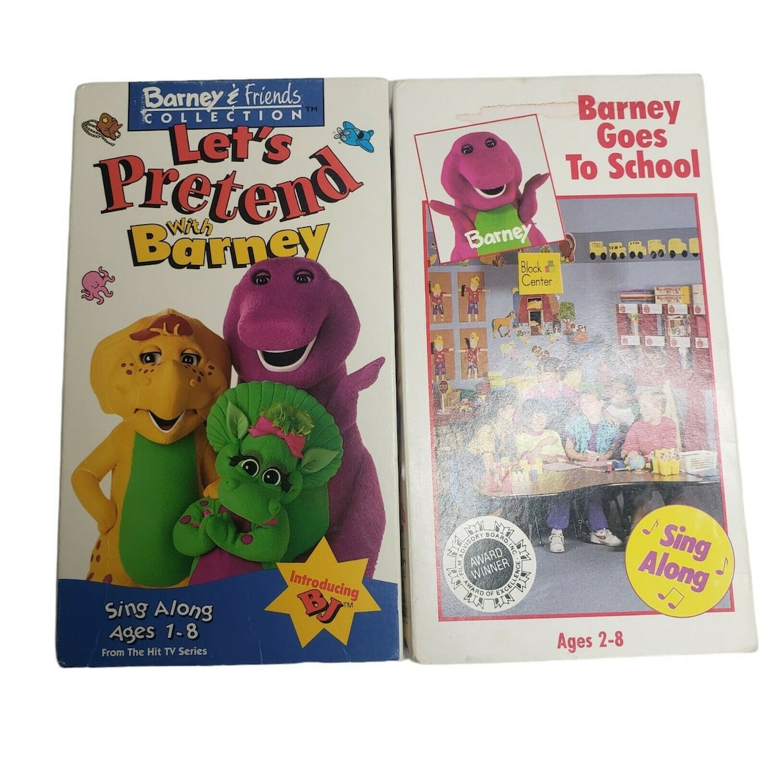 Barney VHS Lot of 2 Movies Barney Goes to School Let's Pretend With ...