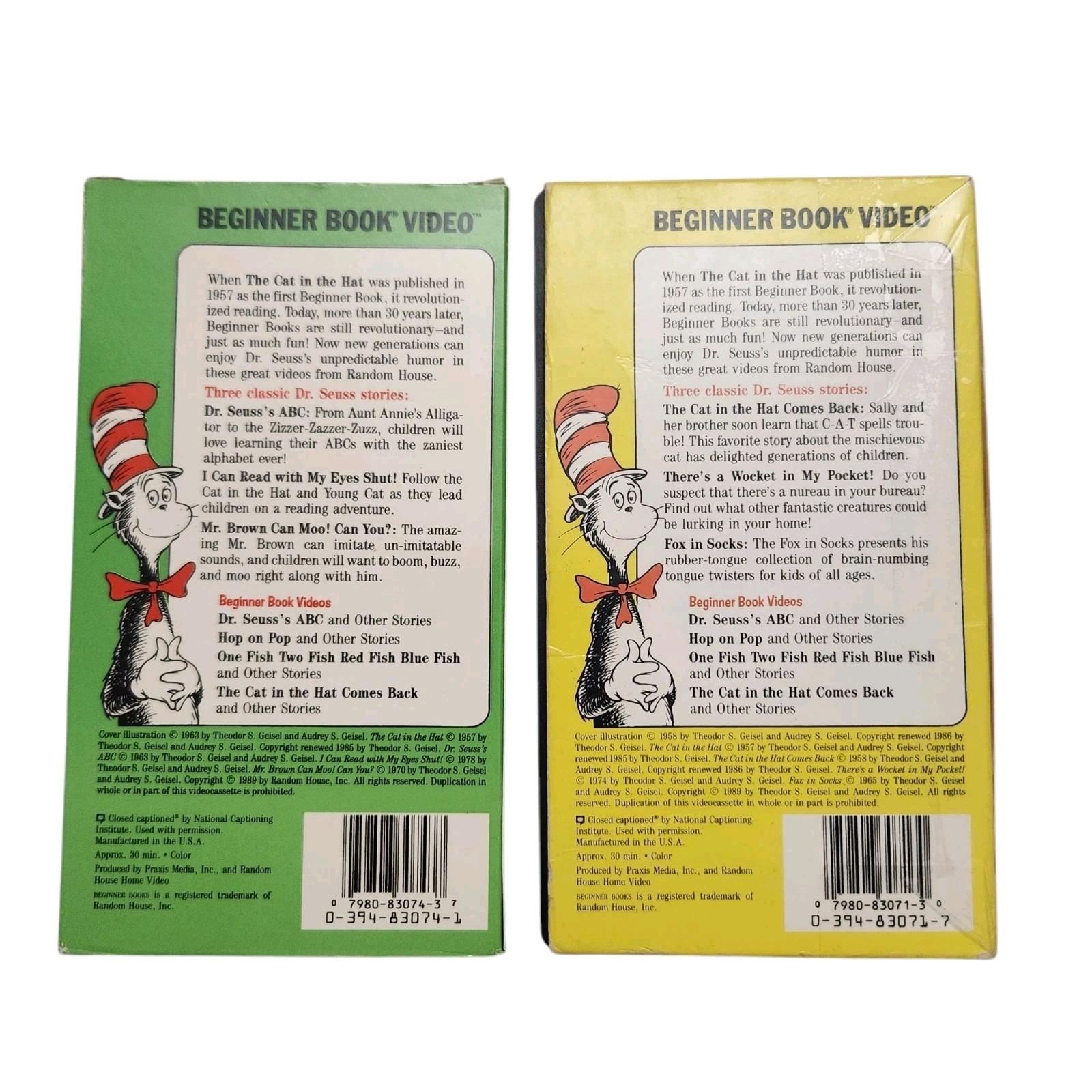 Dr Seuss Vintage 90s VHS Learning Tapes ABC the Cat in the Hat the ...