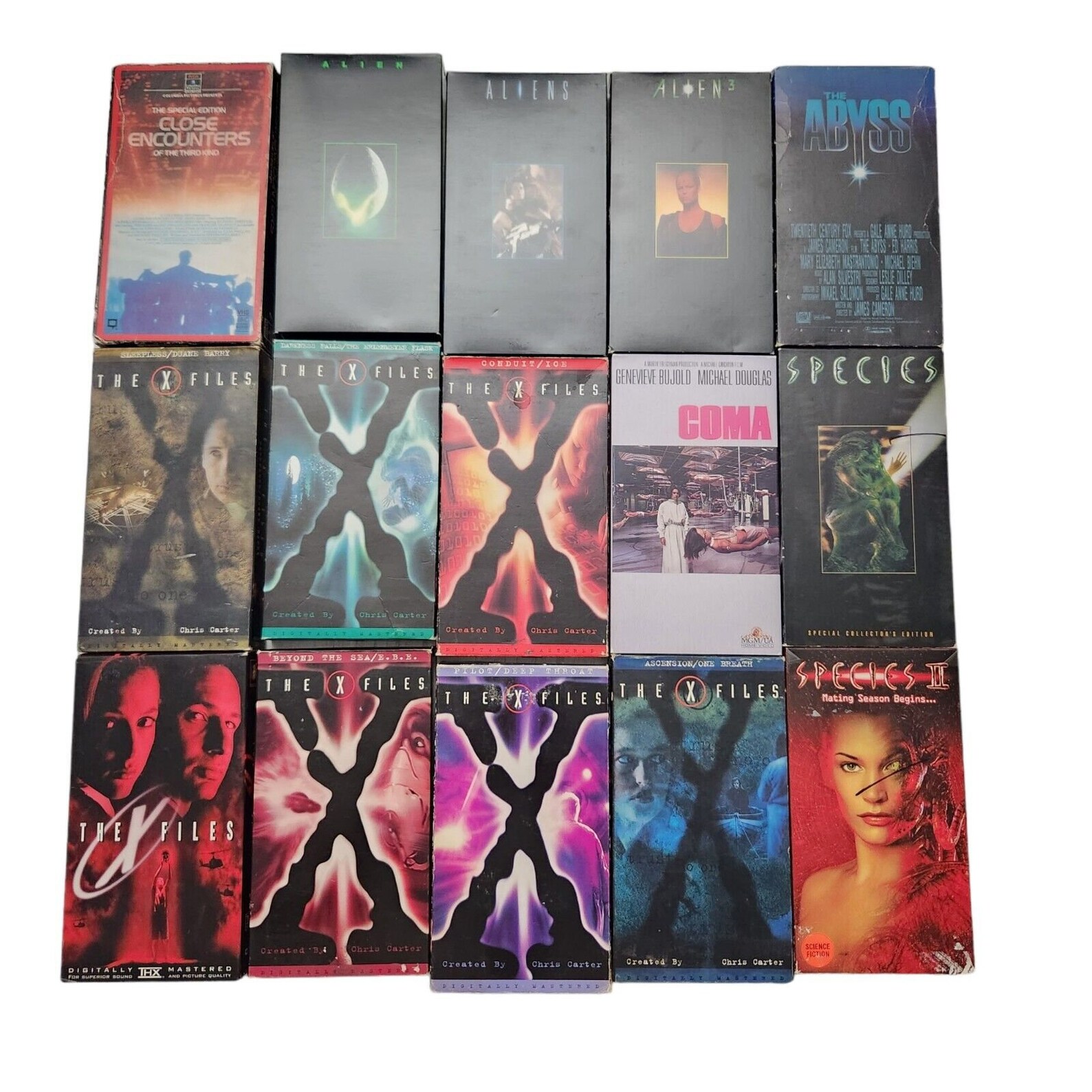 VHS Movie Lot Science Fiction the Abyss Species Aliens X Files Spieces ...