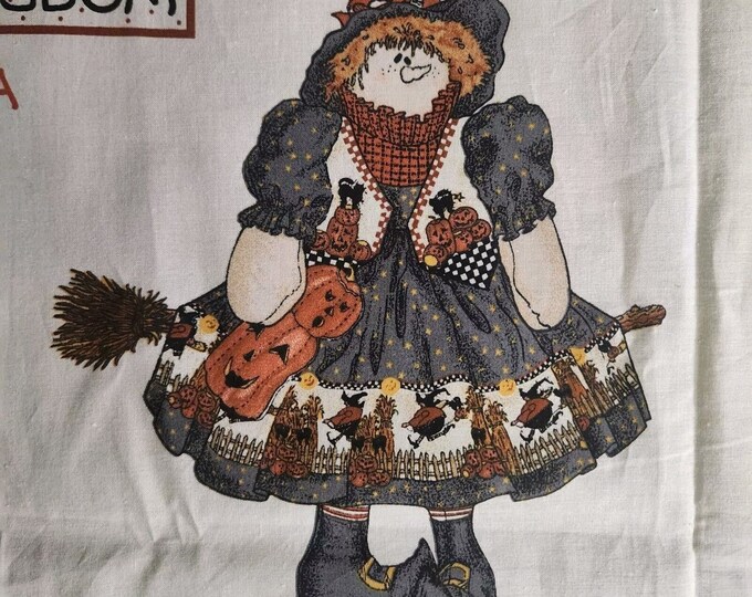 Daisy Kingdom Fabric Panel Broomzelda Witch 21" Halloween Cloth Doll ...