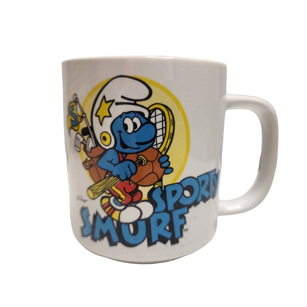 Vintage 1980's Hanna-barbera Smurfs Sporty Smurf Collector's Mug Cup 80 ...