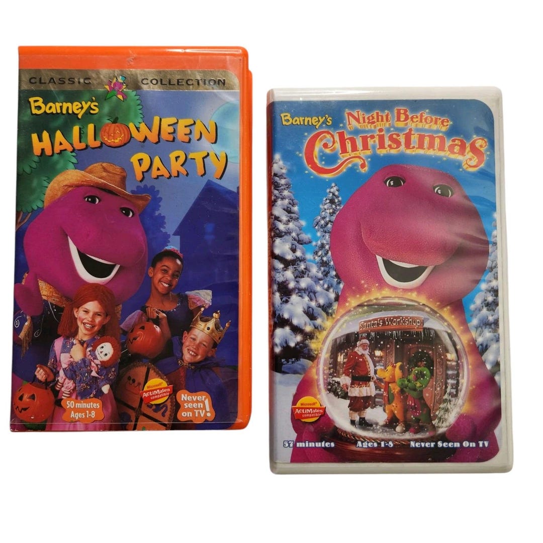 Vintage Barney VHS Clamshell Lot of 2 Halloween Party Night Before ...