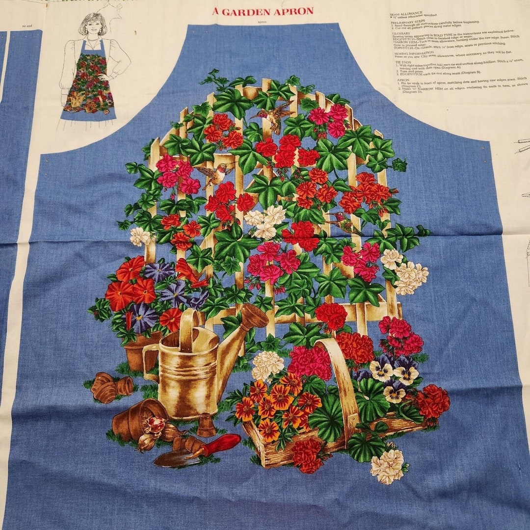 Cranston A Garden Apron Sewing Fabric Craft Panel Vintage 100% Cotton ...