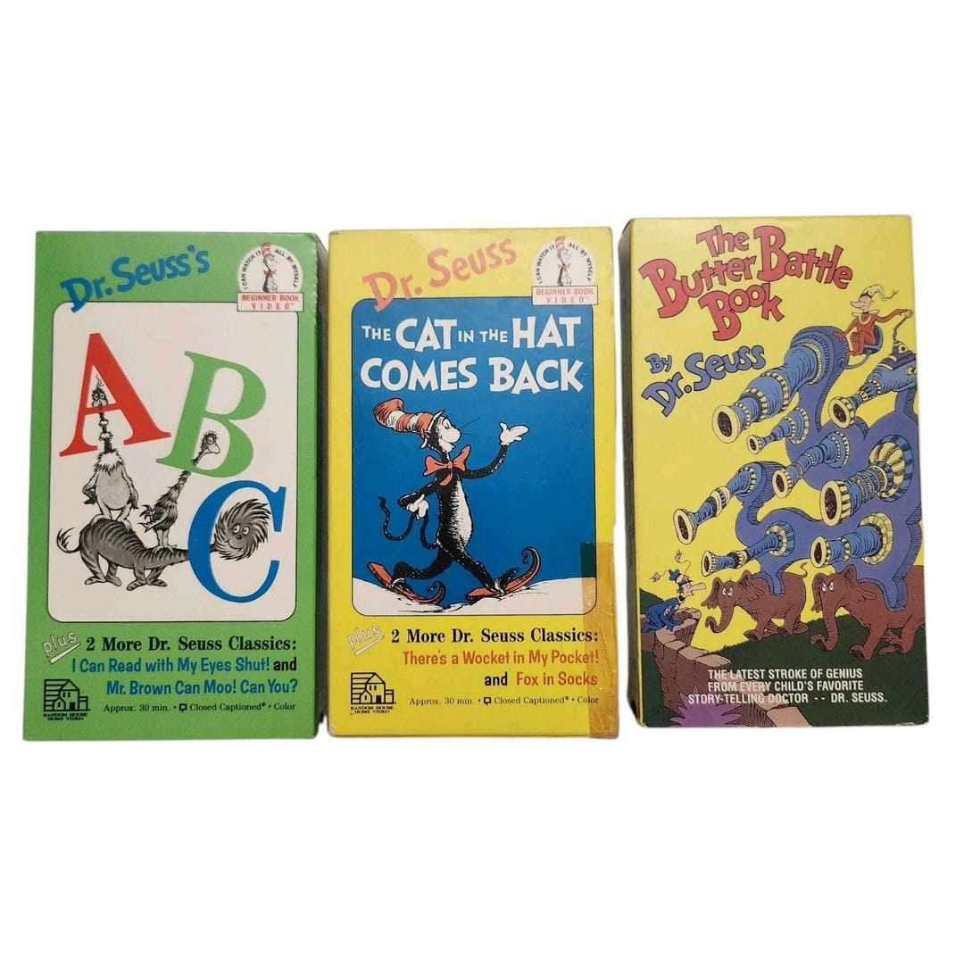 Dr Seuss Vintage 90s VHS Learning Tapes ABC the Cat in the Hat the ...