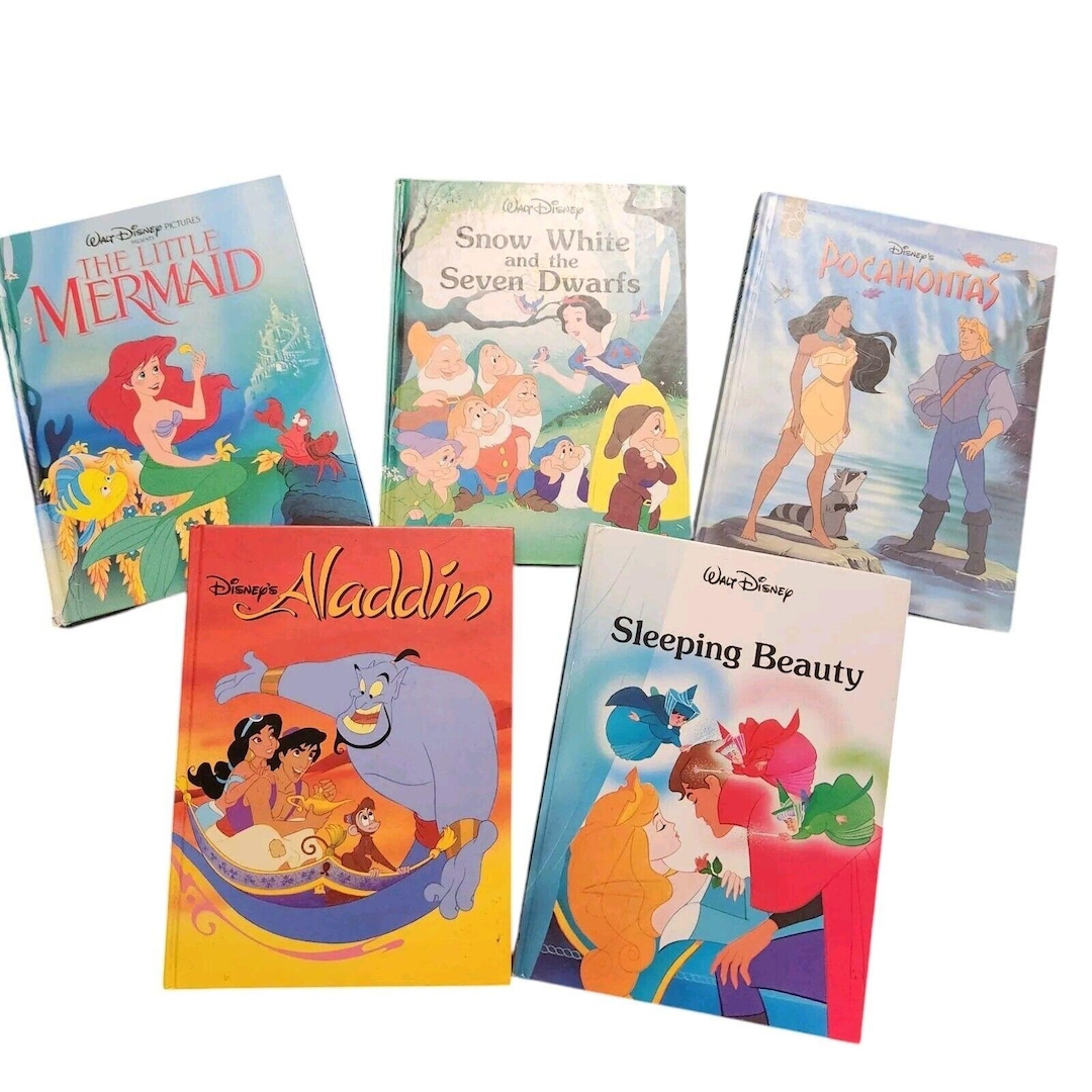 Vintage 80's 90's Walt Disney Gallery Books Pocahontas Aladdin Little ...
