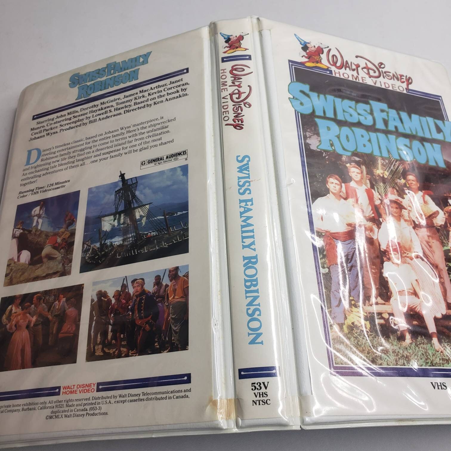 Walt Disney Home Video Swiss Family Robinson VHS White Clamshell 1960 ...