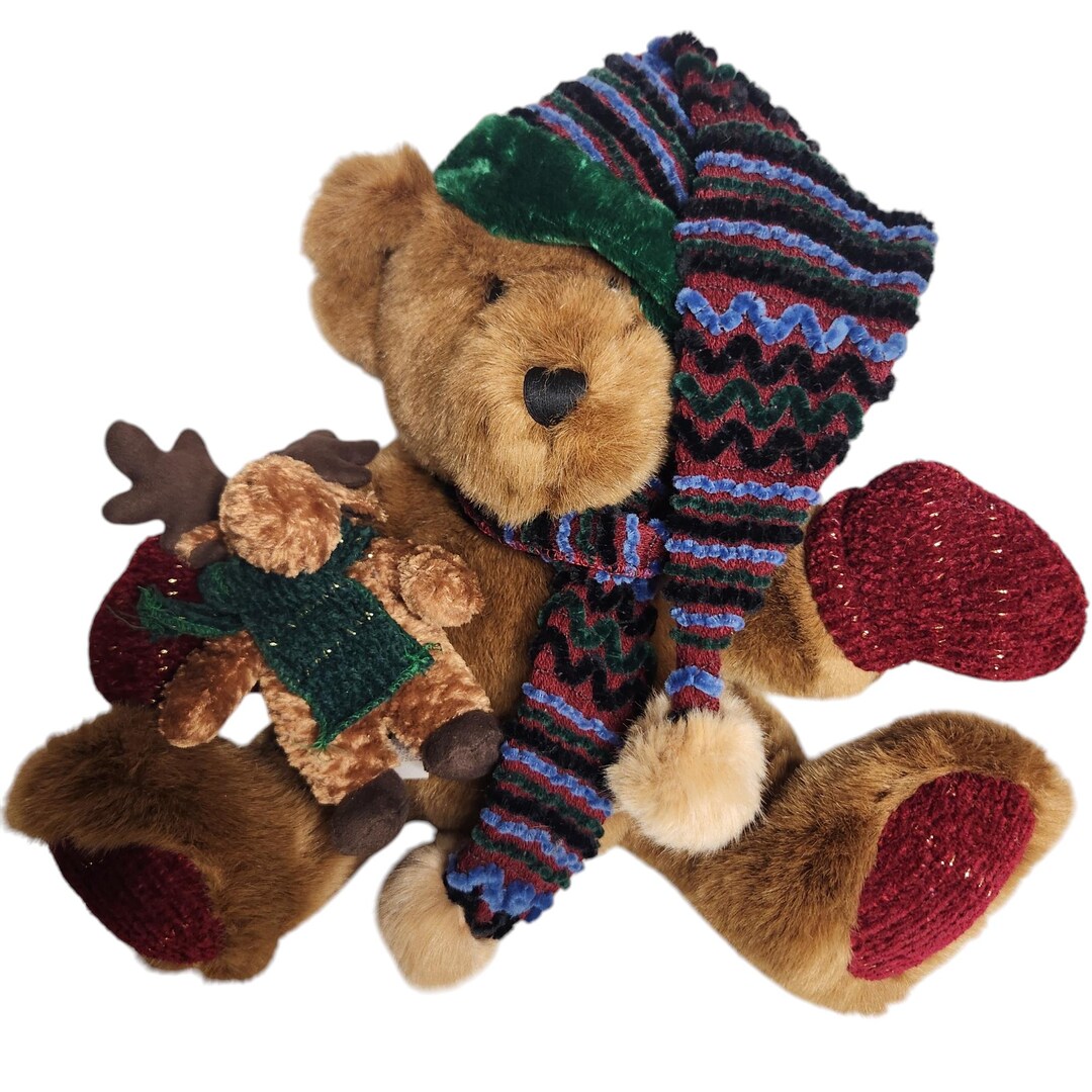 Vintage Winter Dan Dee Christmas Bear Stocking Hat Mittens and Scarf ...