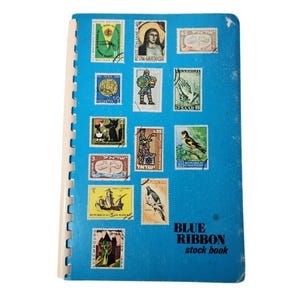 Vintage Blue Ribbon Stock Stamp Album Book Blank Collection Book - Etsy
