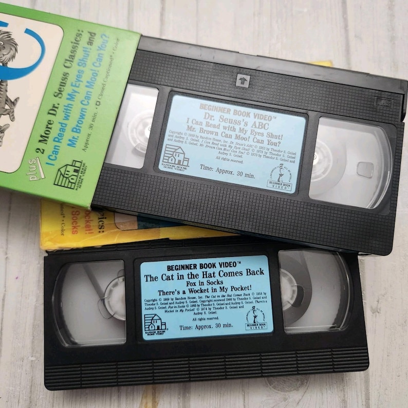 Dr Seuss Vintage 90s VHS Learning Tapes ABC the Cat in the Hat the ...