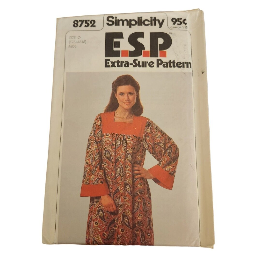8752 Vintage Simplicity SEWING Pattern Misses Extra Sure Pattern Caftan ...