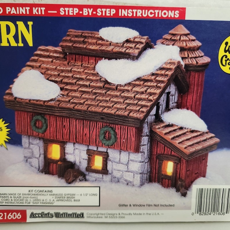 Accents Unlimited Wee Crafts Christmas Village Country Barn - Etsy