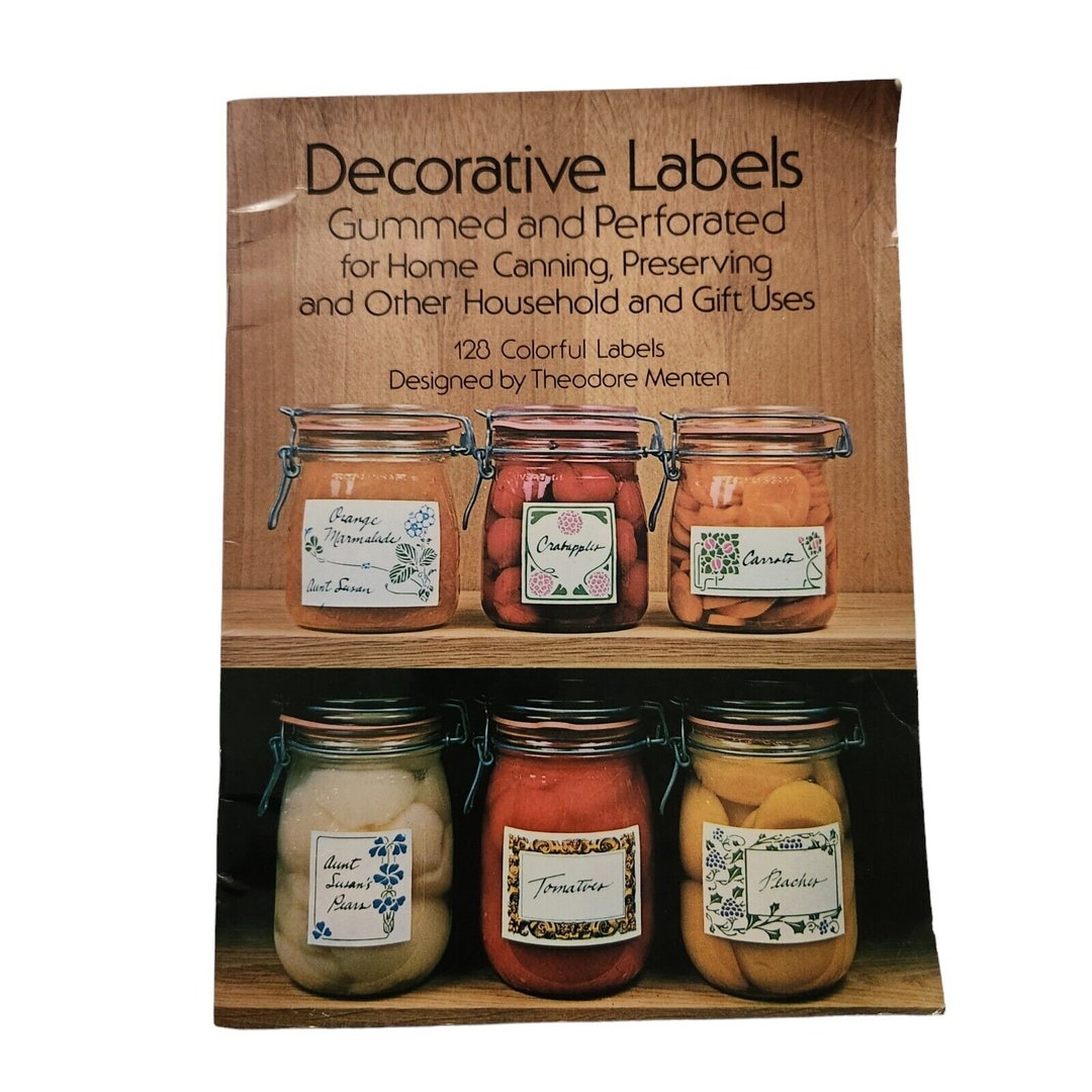 Vintage 1975 Decorative Labels 128 Gummed & Perforated for Canning Jars ...