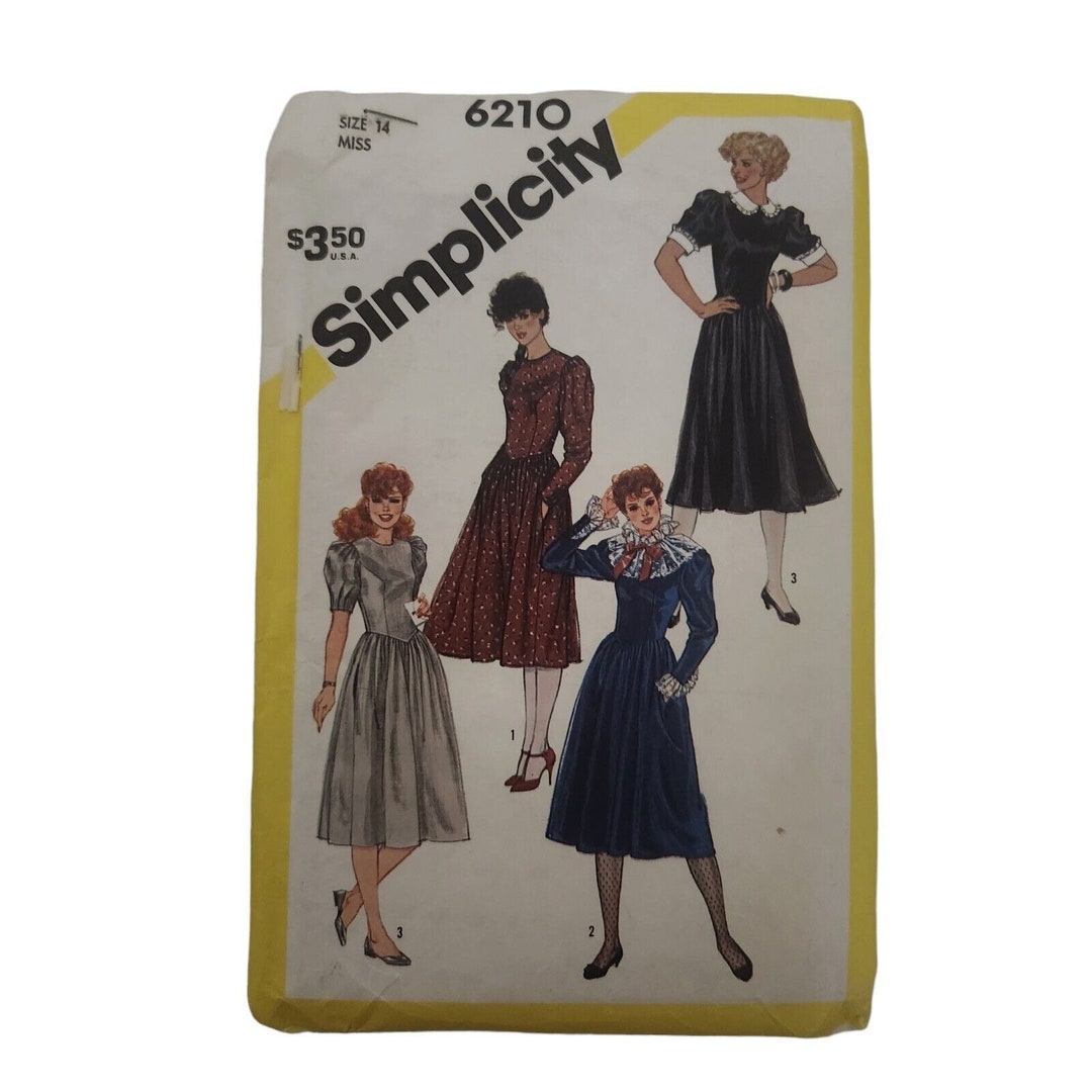 Vintage Simplicity Sewing Pattern Woman's Dress 6210 Sz 14 Uncut 1980s ...