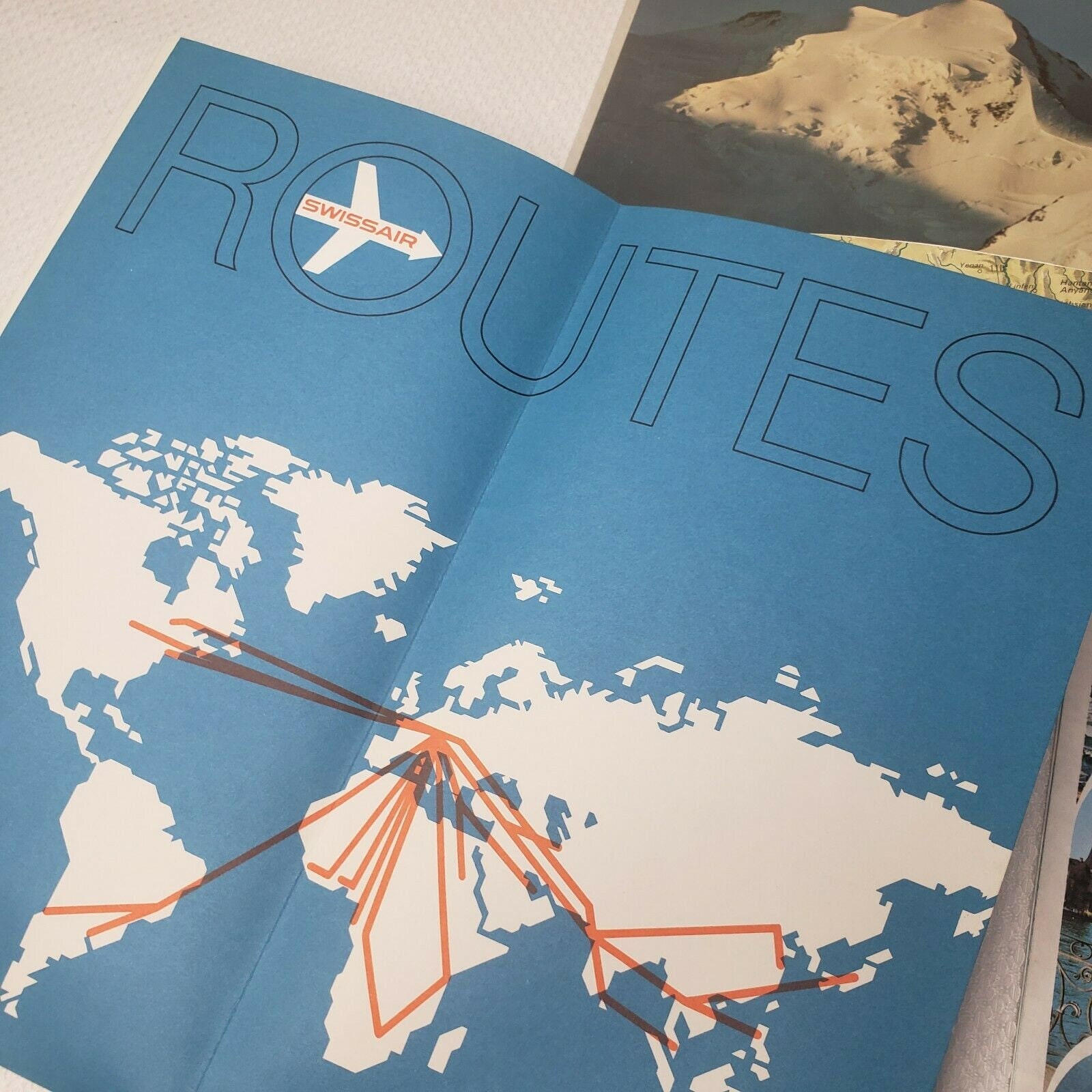 Vintage Swiss Air Airlines Route Map and Switzerland Zurich - Etsy