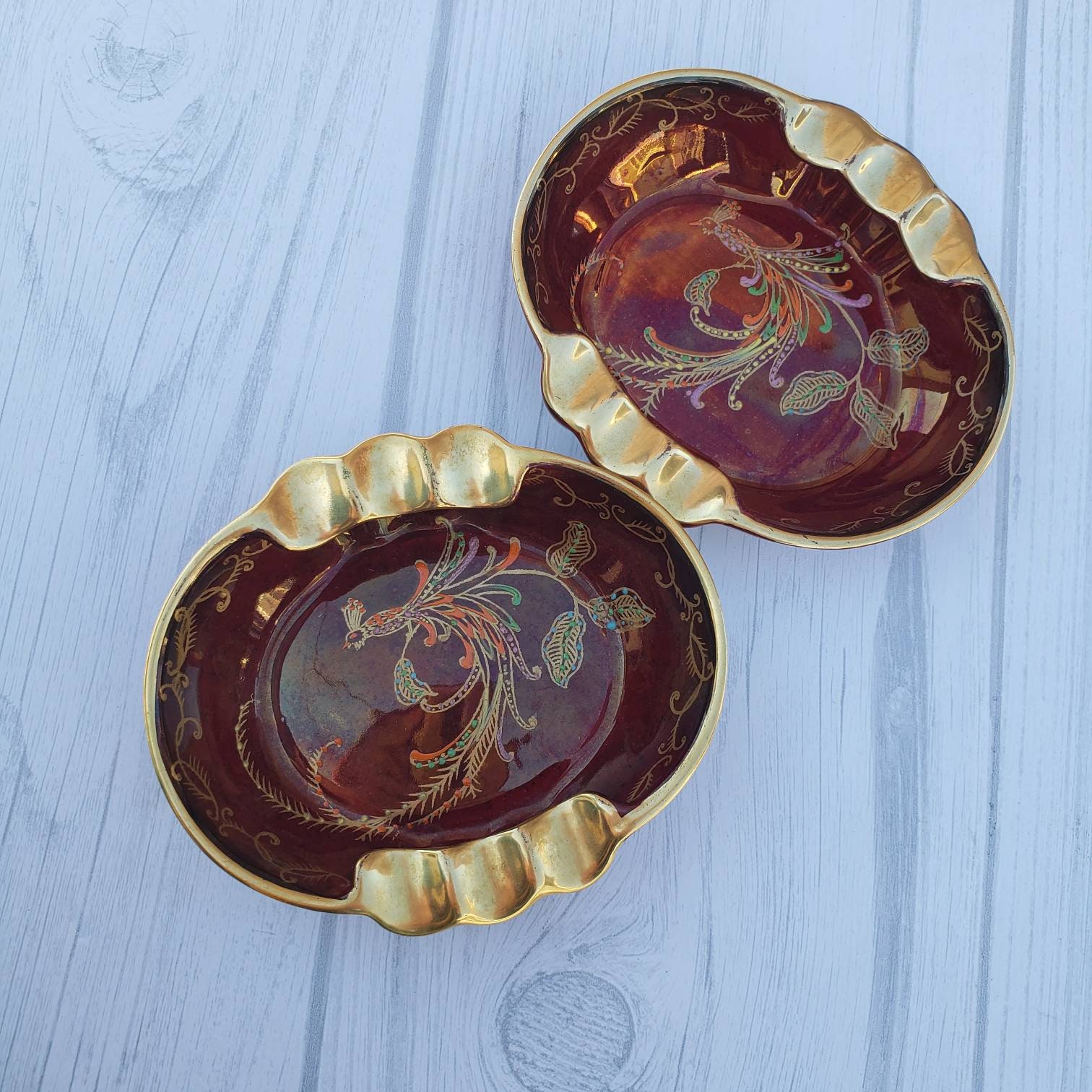 Art & Collectibles Two Vintage Crown Devon Fieldings Hand Painted Bird ...