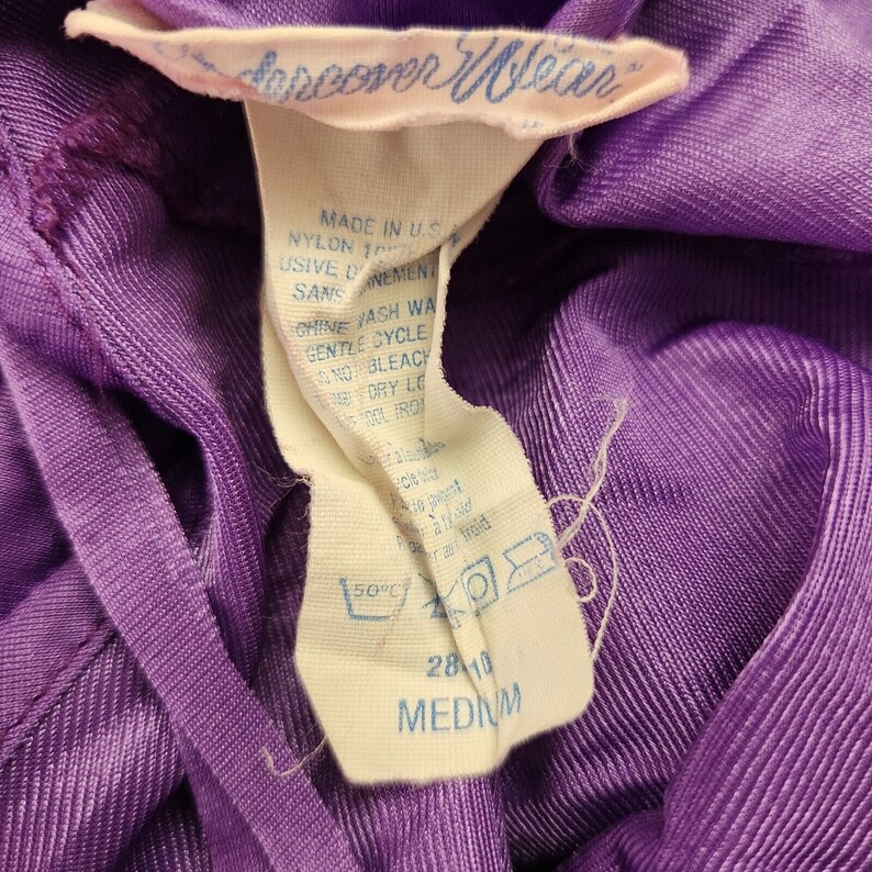 Vintage Undercover Wear Long Purple Nylon and Lace Night Gown Side Slit ...