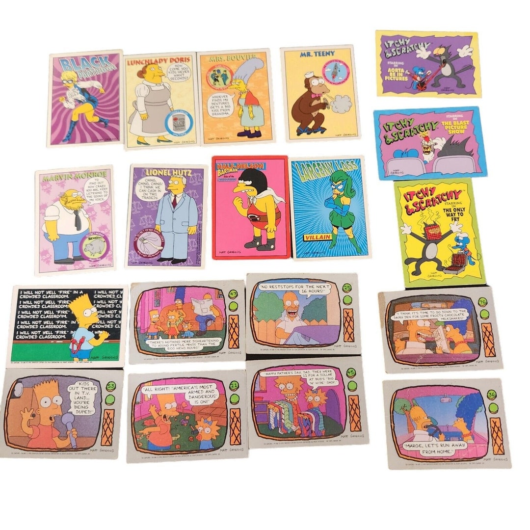 Vintage 90s the Simpsons Skybox and Topps Trading Card Lot Itchy ...