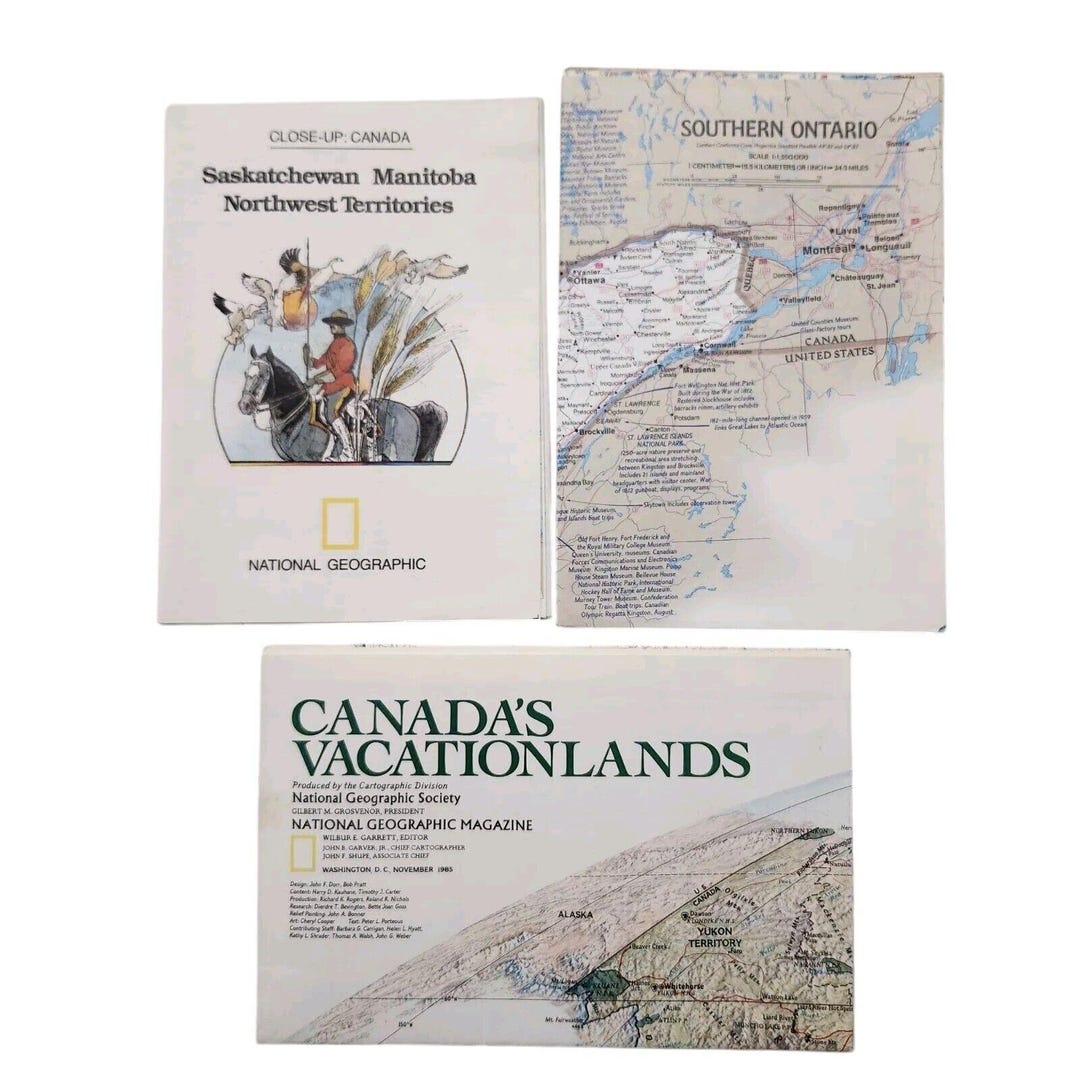 Vintage National Geographic Canadian 80s Maps Saskatchewan Manitoba Lot ...