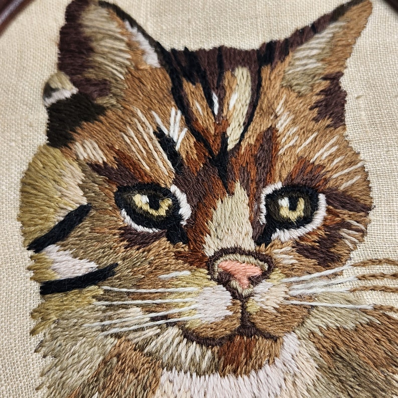 Columbia-minerva "peake" Cat Complete Framed Needlepoint Erica Wilson ...