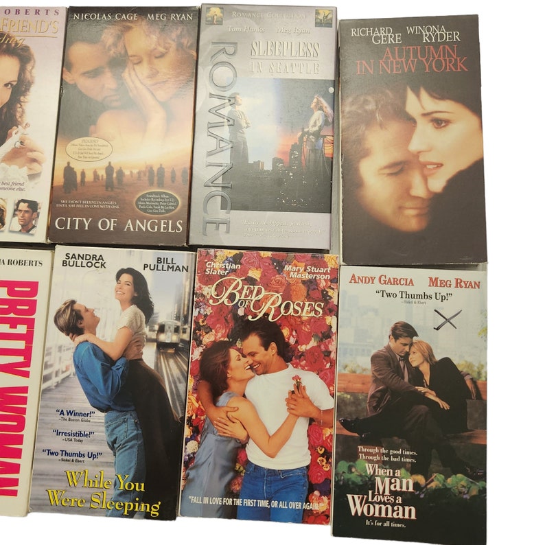 Vintage VHS Video Tapes Classic 80s 90s Romance Drama Movies Lot Sleepless in Seattle Hope ...