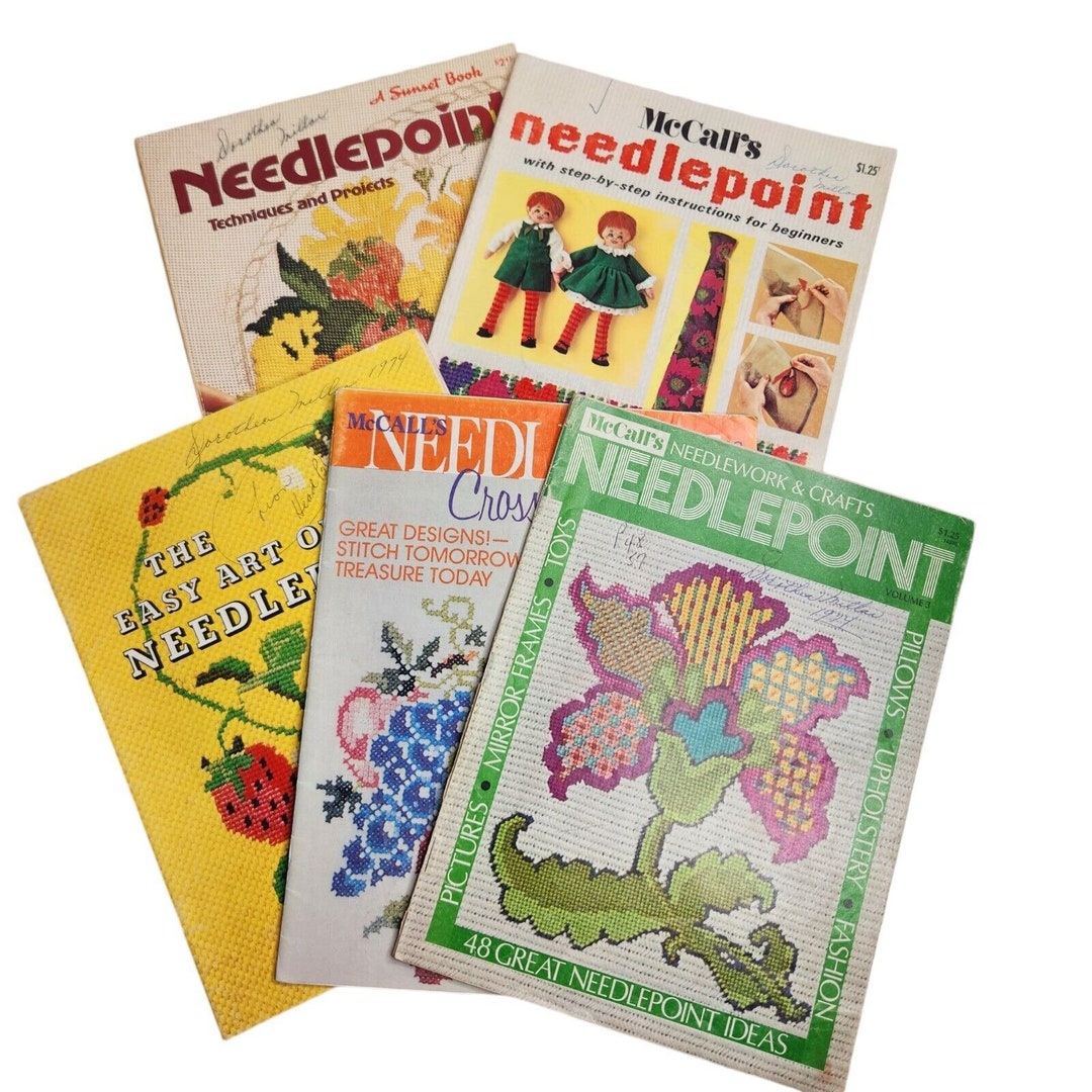 Vintage Needlepoint Lot of Craft Patterns Cross Stitch Books Mccalls ...
