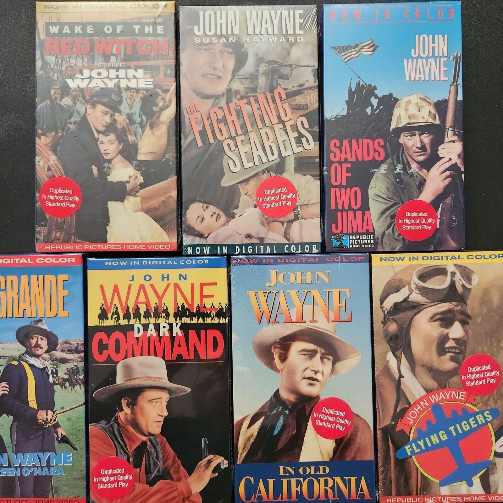 John Wayne VHS Movie Lot of 7 Movies Classics Westerns Color New ...