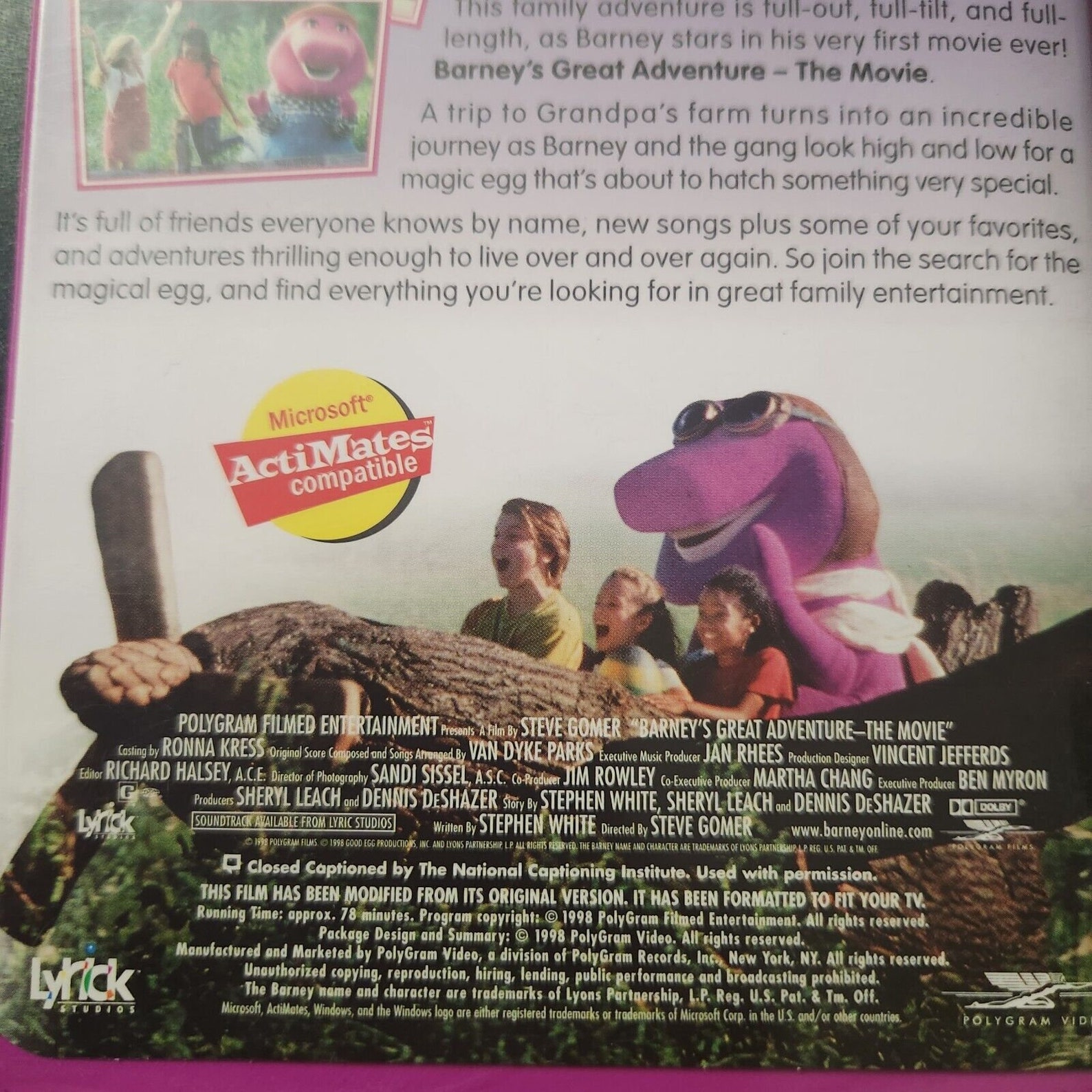 Barney Barneys Great Adventure: the Movie VHS, 1998 Vintage - Etsy