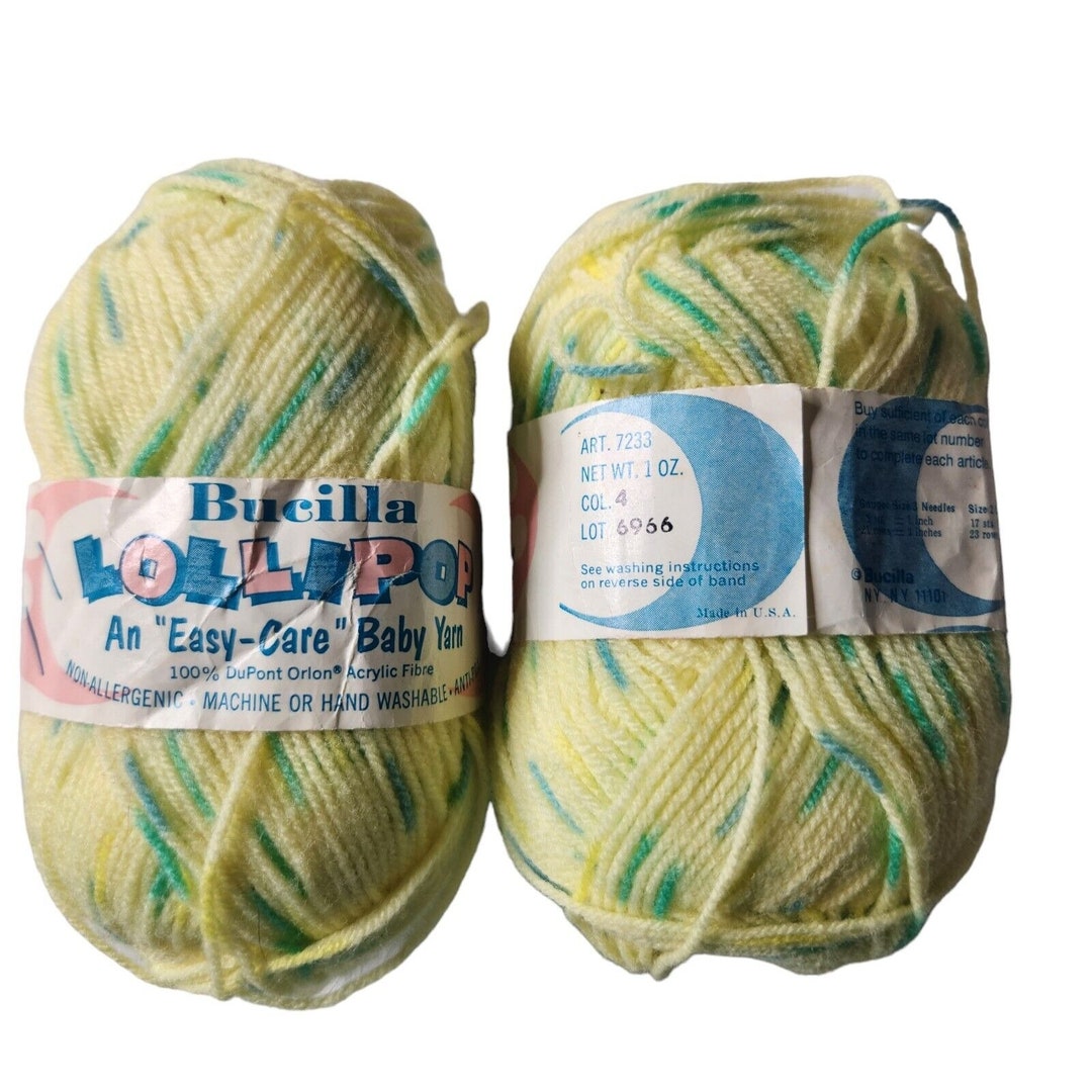 Vintage Bucilla Lollipop Baby Yellow Yarn Orion Acrylic Yellow and Blue ...
