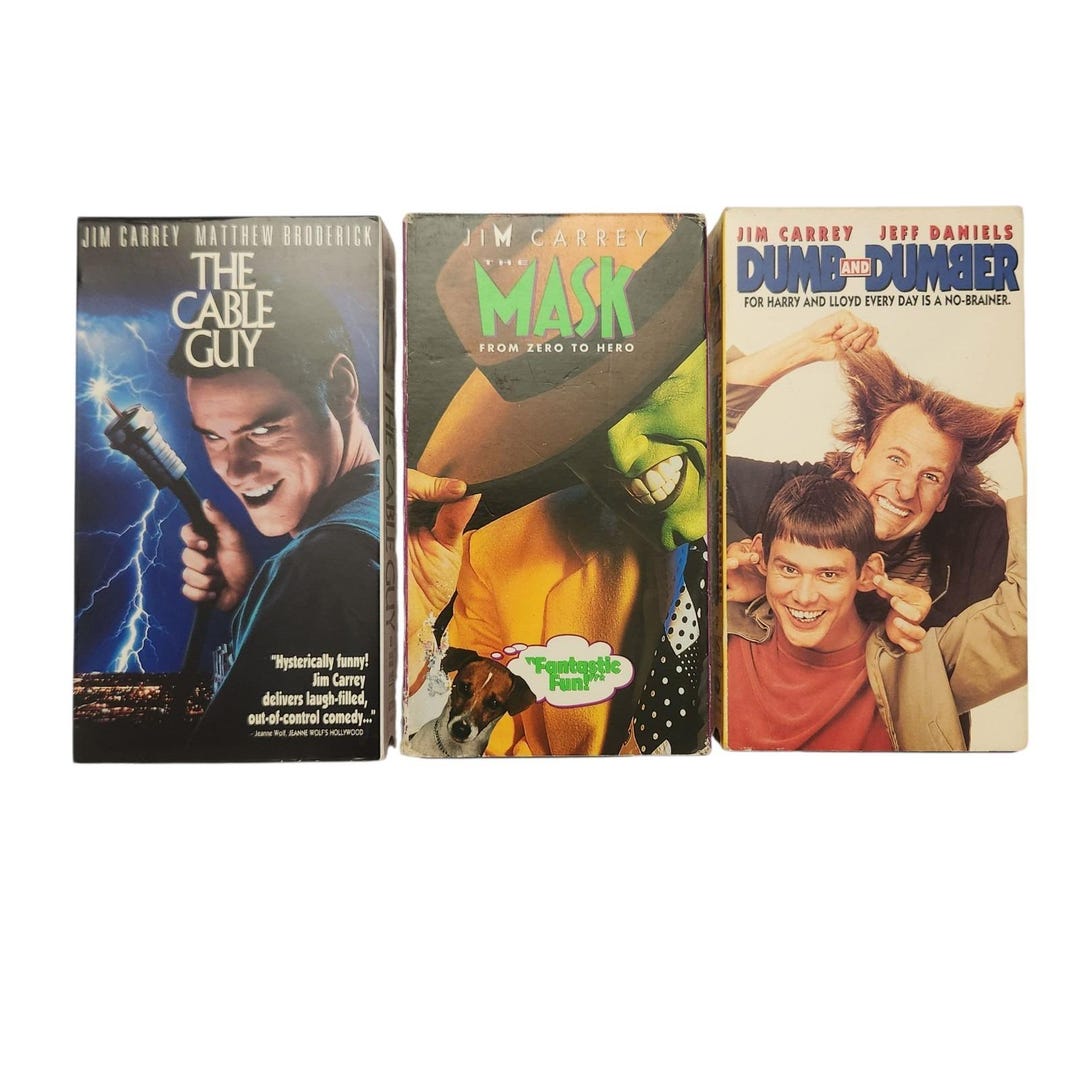 Jim Carrey VHS Lot of 3 Movies Cable Guy, Dumb and Dumber and the Mask ...