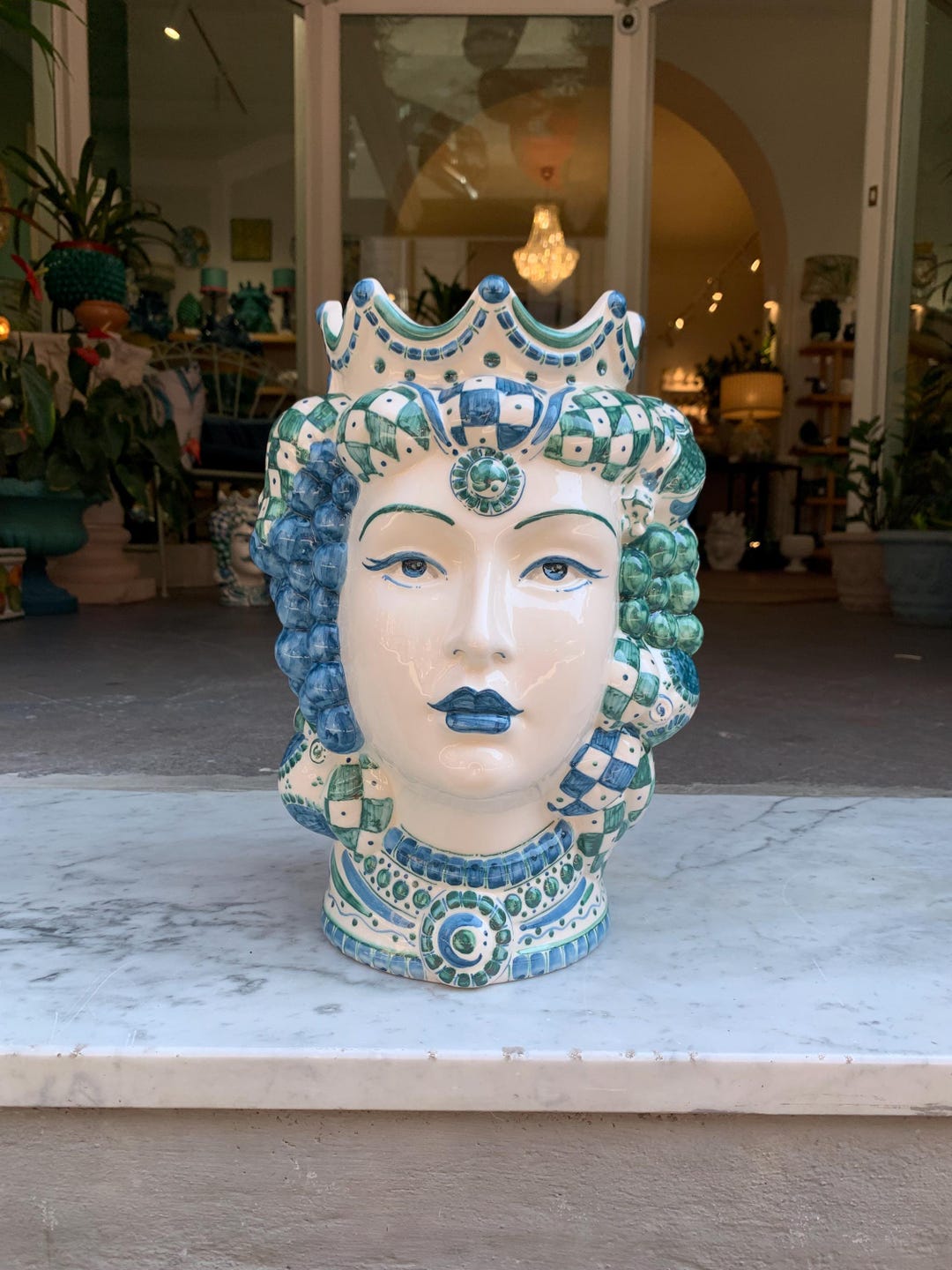 Moor's Head Woman in Sicilian Ceramic Hand Decorated H35cm. Model ...