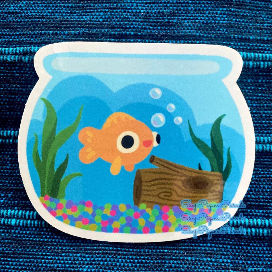 Goldfish Fishbowl Glossy Vinyl Waterproof Sticker for Laptops and ...