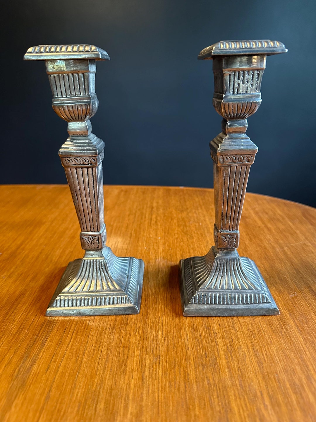 Antique Georgian Adam Style Silver Plate Candlesticks Embosser Pair - Etsy