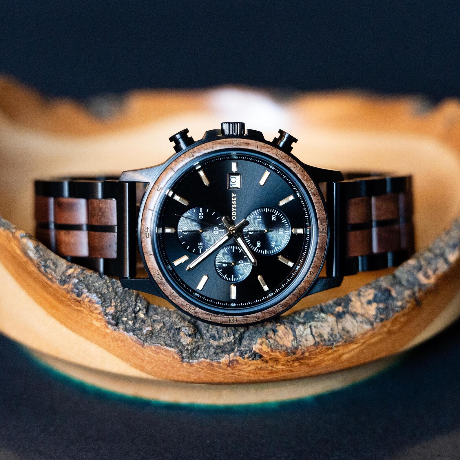 Wooden Watch for Him | Black Face Wooden Strap | Luxury Gift for Son ...