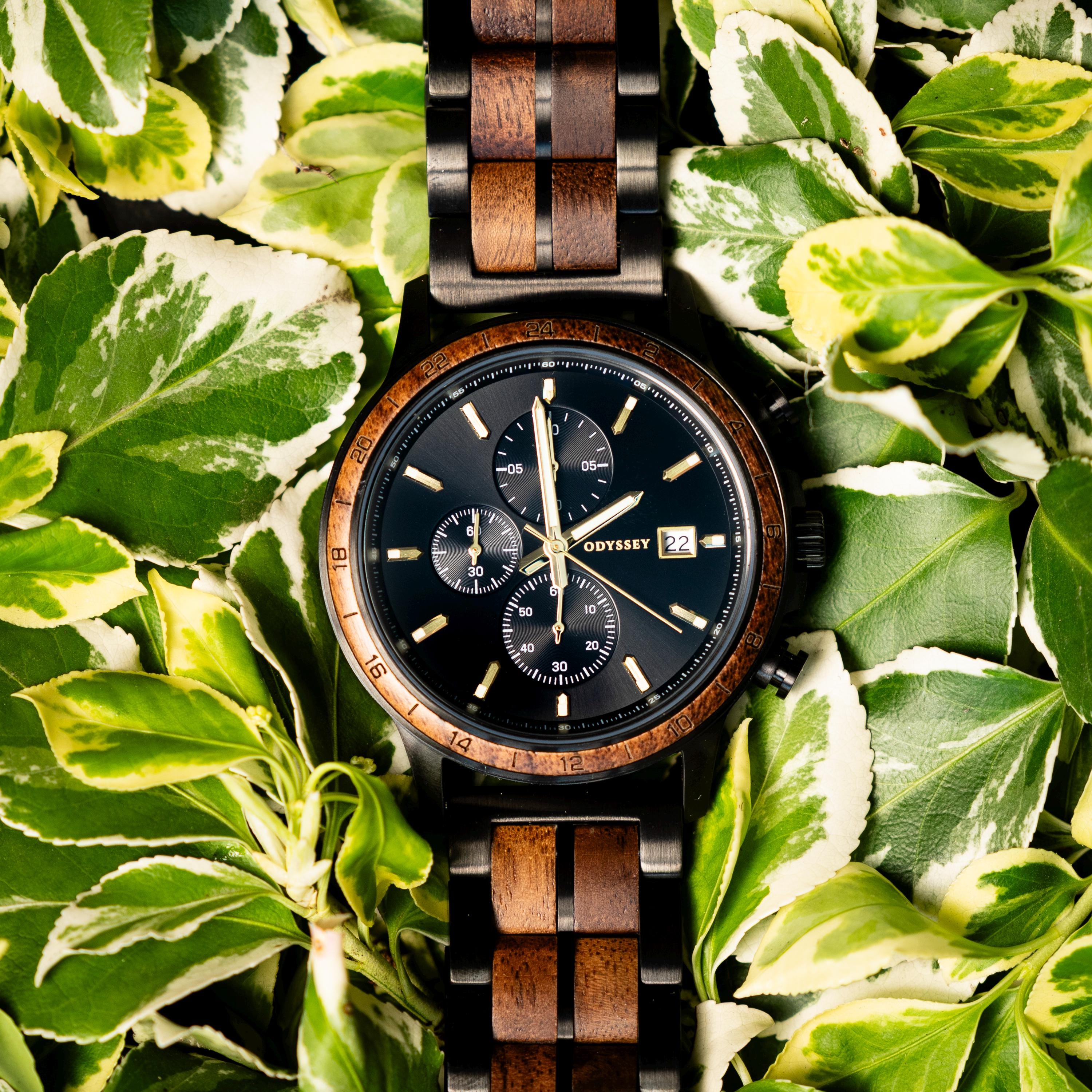 Wooden Watch for Him | Black Face Wooden Strap | Luxury Gift for Son ...