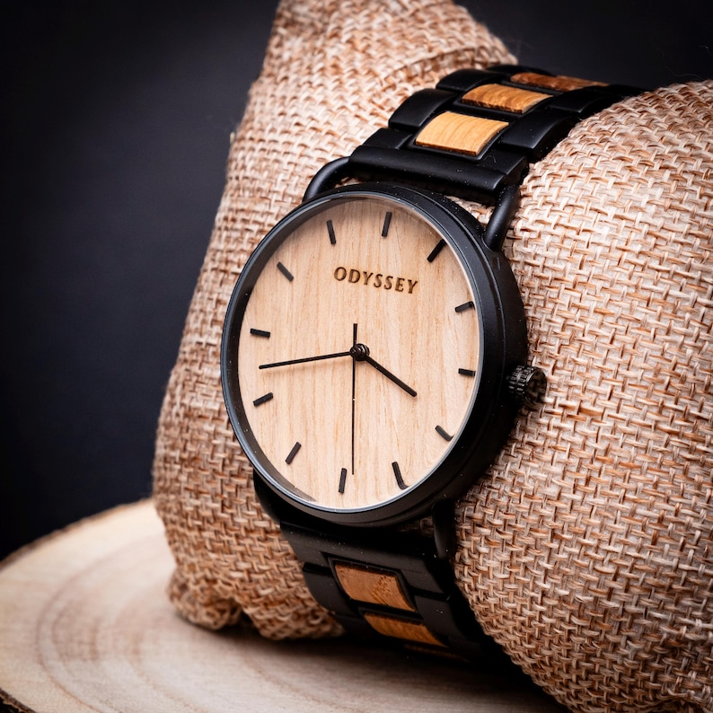 Engraved Mens Wooden Watch | Wood Chronograph Personalised Wood Watch ...