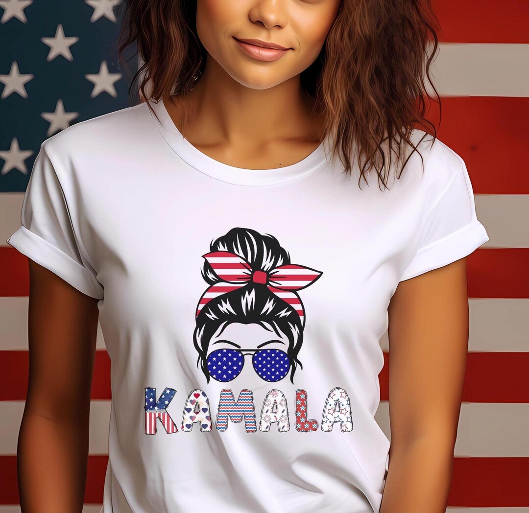 Kamala Hair Bun Red White Blue Letters Kamala Harris President 47 ...