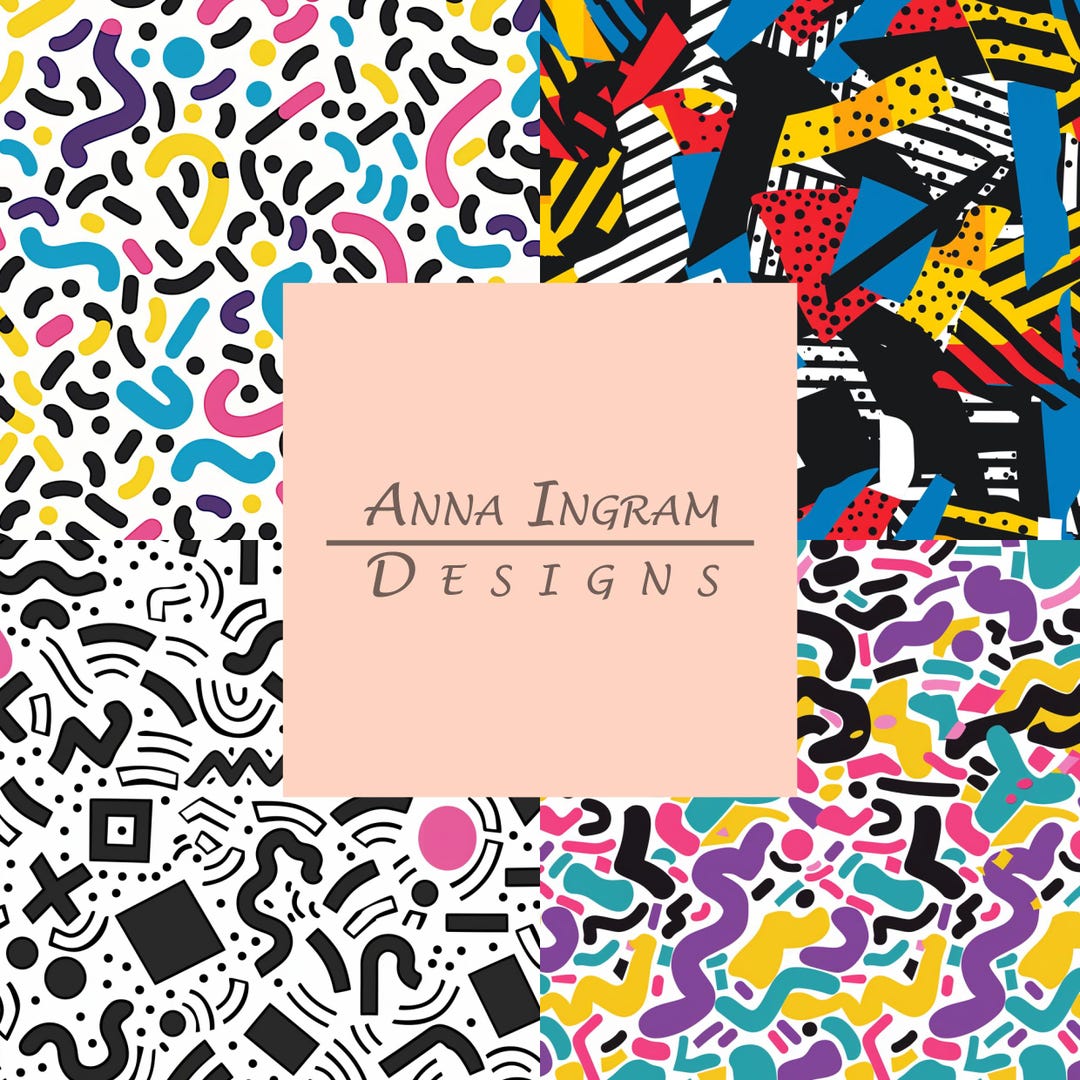 90s Inspired Tiles, Seamless Digital Design Print Printable Scrapbook ...