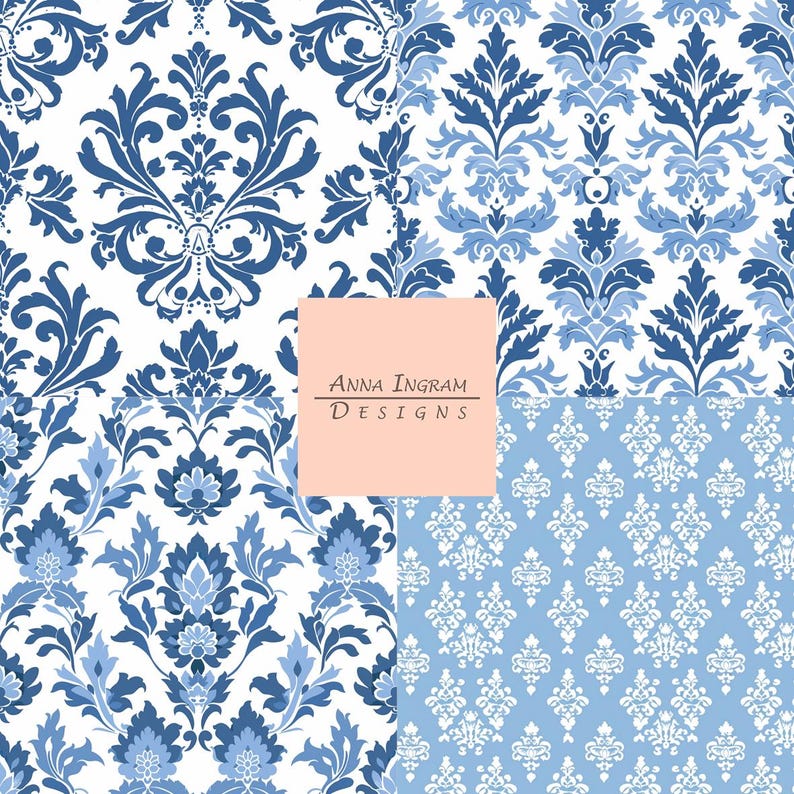 Delft Blue Tiles, Seamless Digital Design Print Printable Scrapbook ...