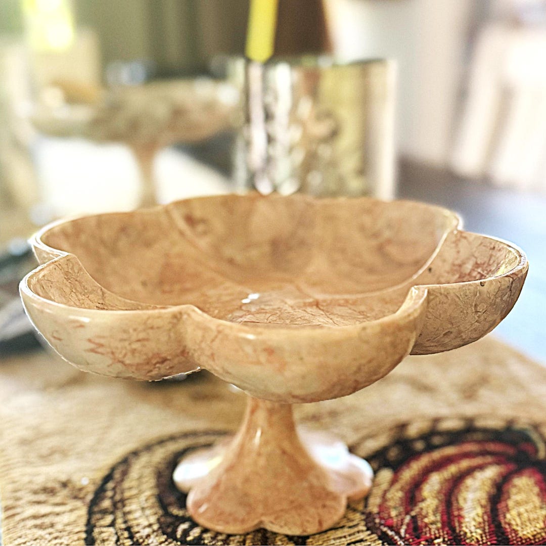 Fruit Dish From Mexico Unique Vintage Find Peach Onix Platter Table ...