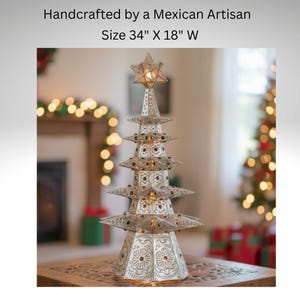 Lighted 34" Handmade Punched Tin Tree Hacienda Home Decoration ...
