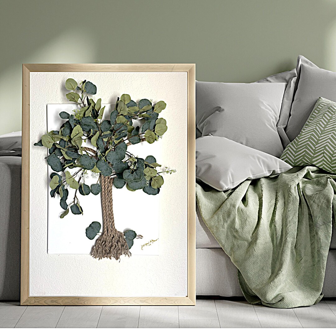 Housewarming Gift Eucalyptus Handmade Canva Tree Wall Art Canva ...