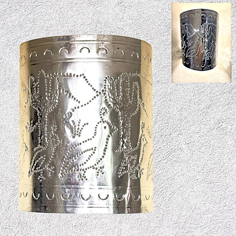 Copper Punched Tin Wall Sconce Desert Quail Cactus Light Fixture ...